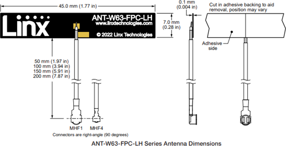 ANT‐W63-FPC Wi-Fi 6/6E Antennas - Linx | Mouser